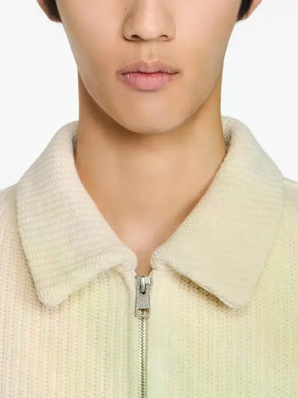 Sandro Knit-effect Jacket With Shirt Collar And Zip Closure