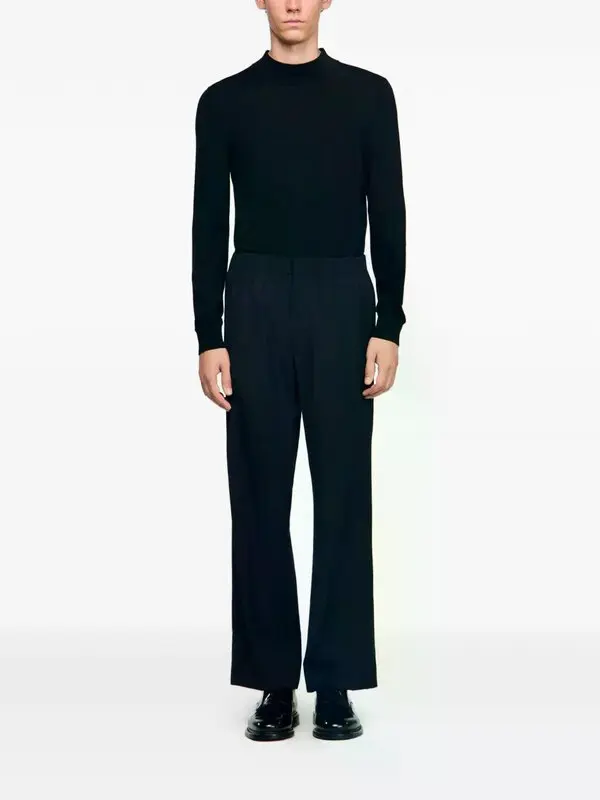 Sandro Elasticated-waistband Straight-leg Trousers - Black