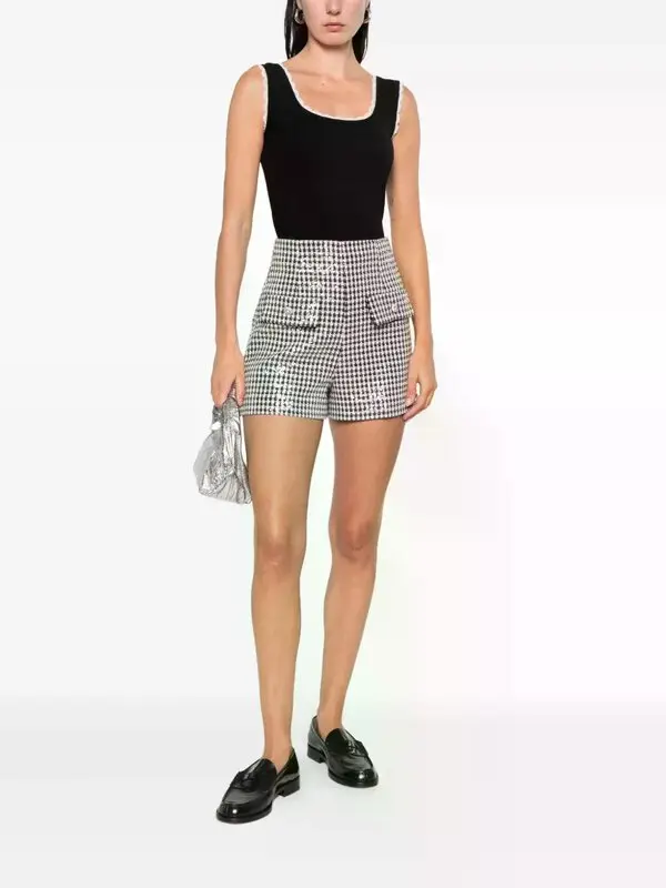 Sandro Sequined Houndstooth Tweed High-waisted Shorts - Black