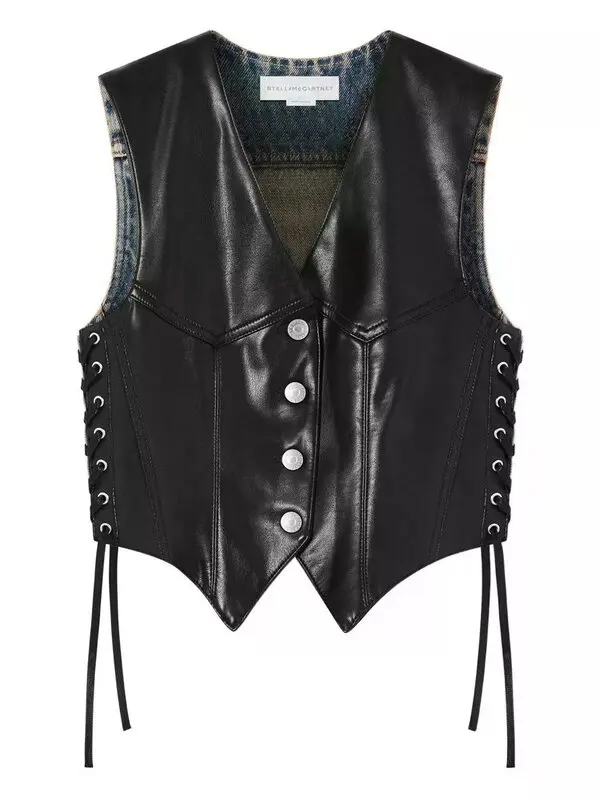 Stella McCartney Cropped Tailored Vegan Leather Waistcoat - Black