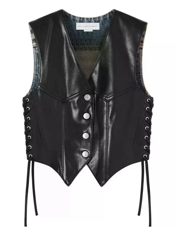 Stella McCartney Cropped Tailored Vegan Leather Waistcoat - Black