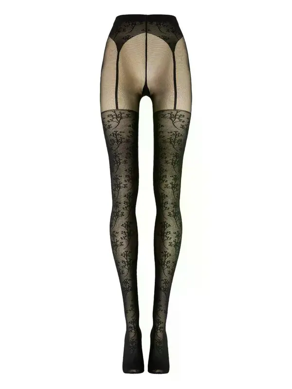 Wolford Passion Flower Floral Tights - Black