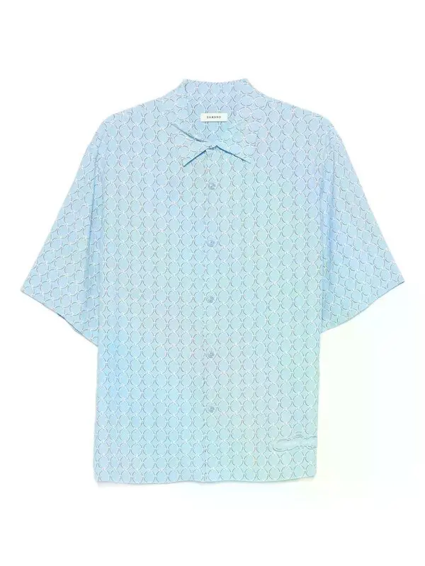 Sandro Link Print Loose-fit Shirt - Blue