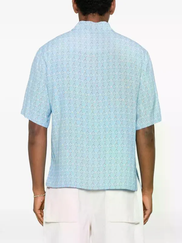 Sandro Link Print Loose-fit Shirt - Blue