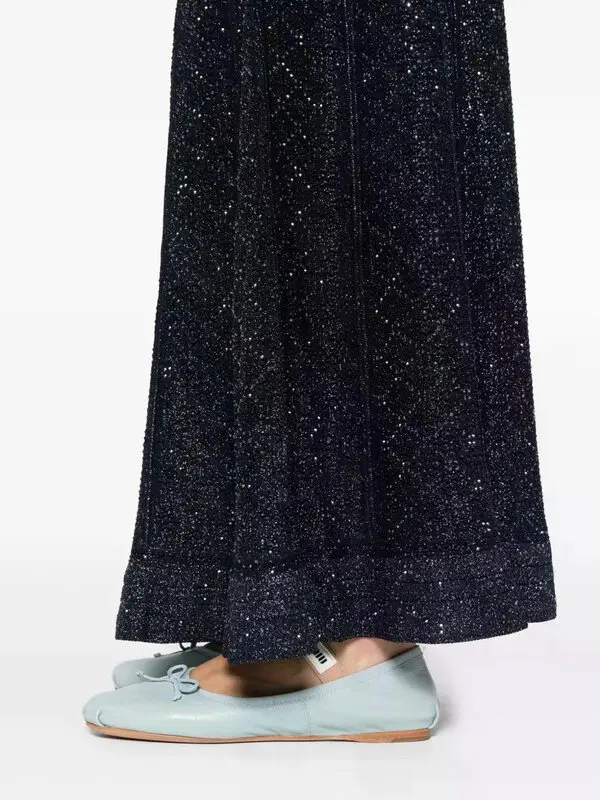 Sandro Rhinestone Embellished Knit Maxi Skirt - Blue