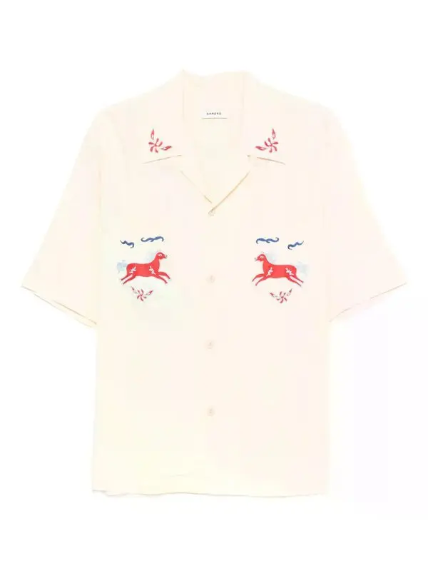 Sandro Horse-embroidered Shirt - Neutrals