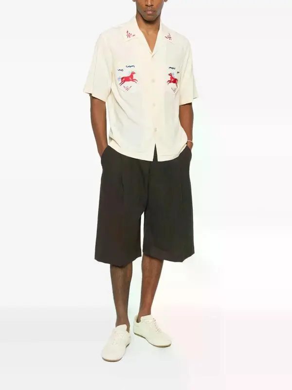Sandro Horse-embroidered Shirt - Neutrals