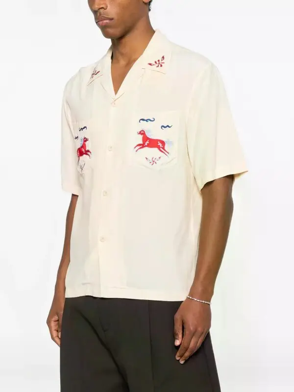 Sandro Horse-embroidered Shirt - Neutrals