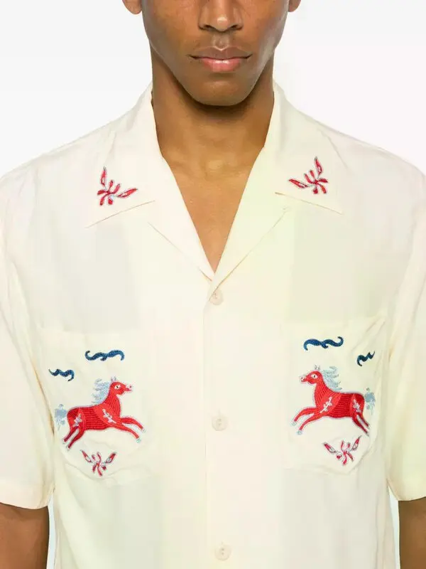 Sandro Horse-embroidered Shirt - Neutrals