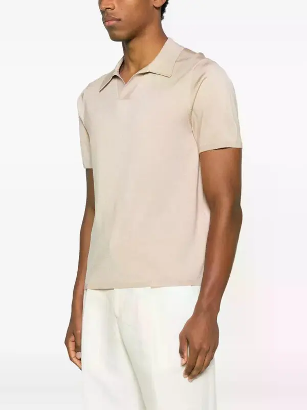 Sandro Short-sleeved V-neck Polo Shirt - Neutrals