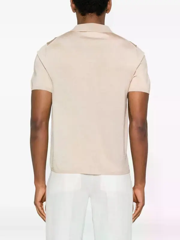 Sandro Short-sleeved V-neck Polo Shirt - Neutrals