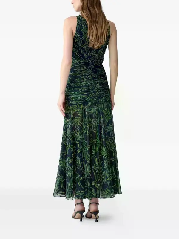 Carolina Herrera Olive Branch-print Midi Dress