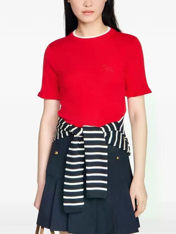 Sandro Contrast-collar Horse Top