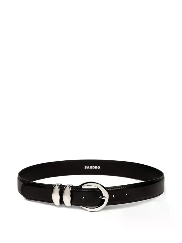 Sandro Metal Buckle Leather Belt - Black