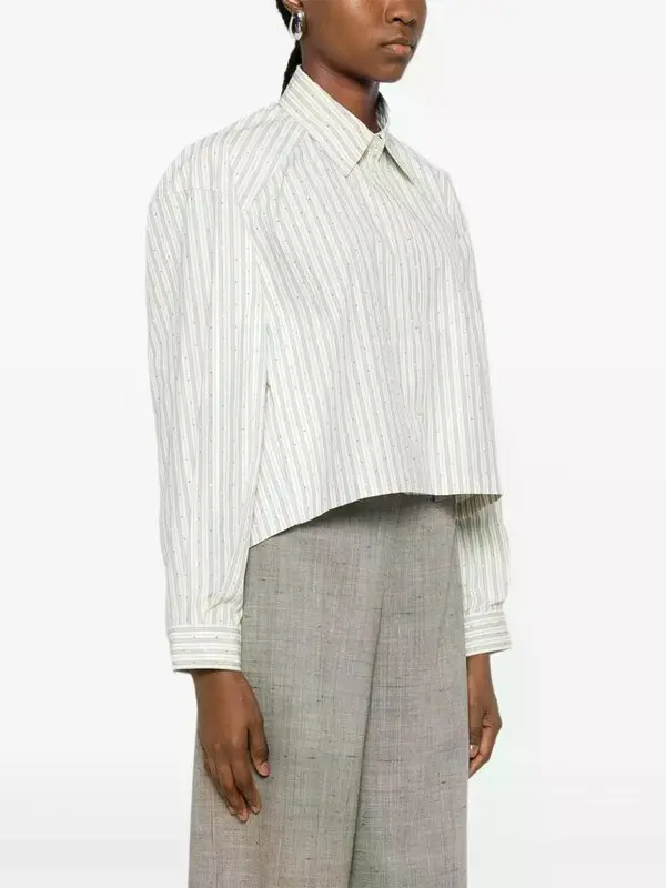 Sandro Striped Rhinestone Embellished Shirt - White