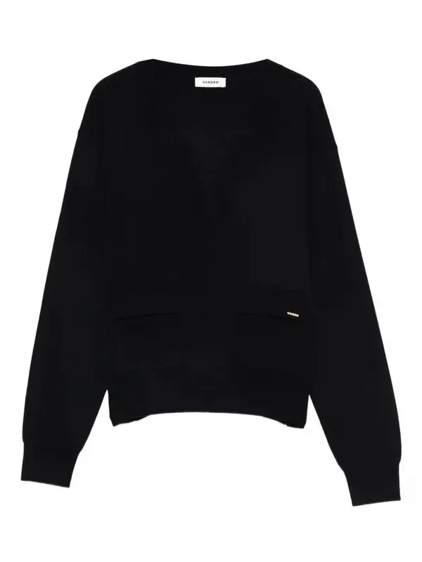Sandro V-neck Long Sleeve Sweatshirt