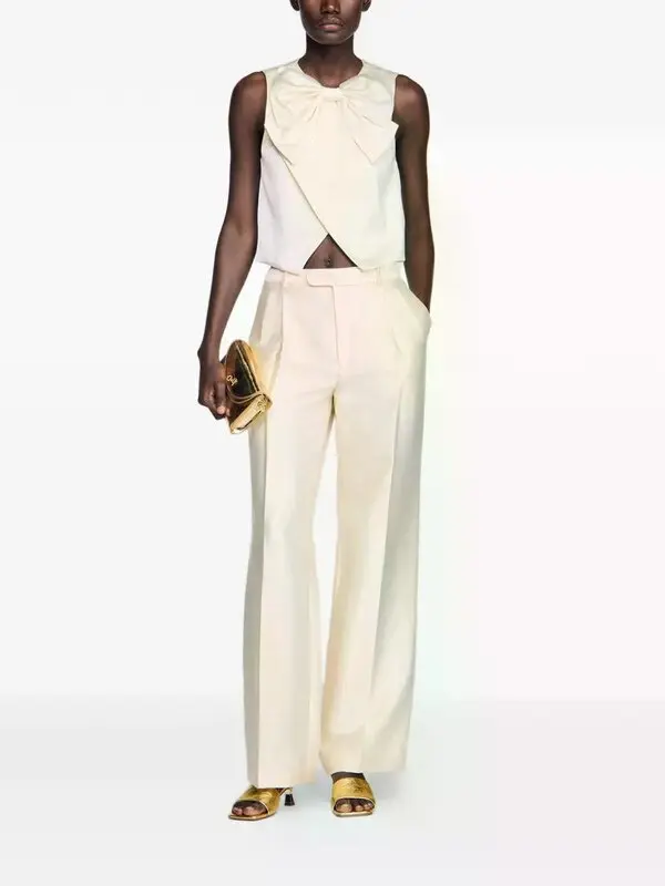 Sandro Satin-effect Bow Detail Crop Top - Neutrals