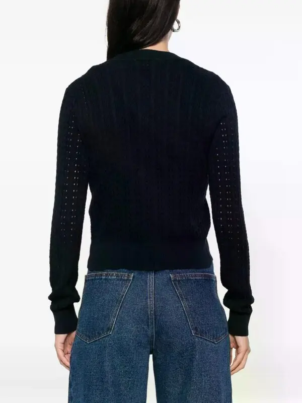 Sandro Cropped Cardigan With Pearl Buttons - Blue