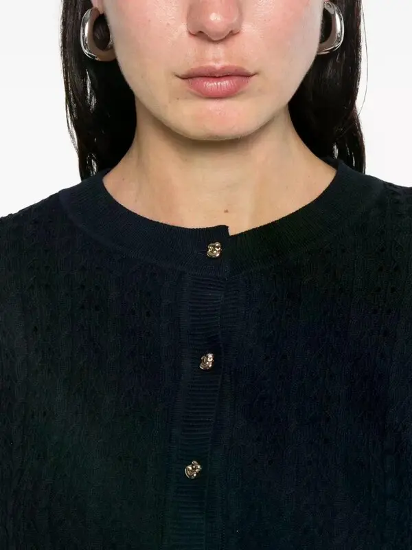 Sandro Cropped Cardigan With Pearl Buttons - Blue