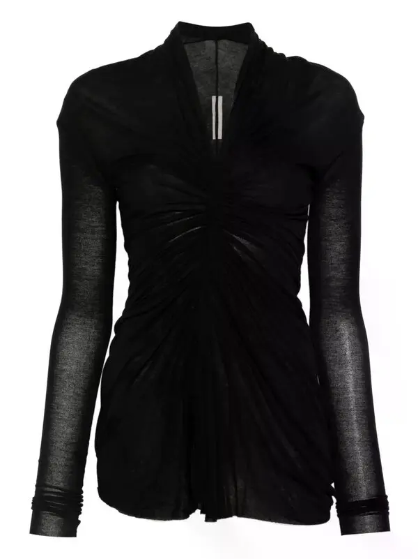 Rick Owens Radiance Draped V-neck Top - Black