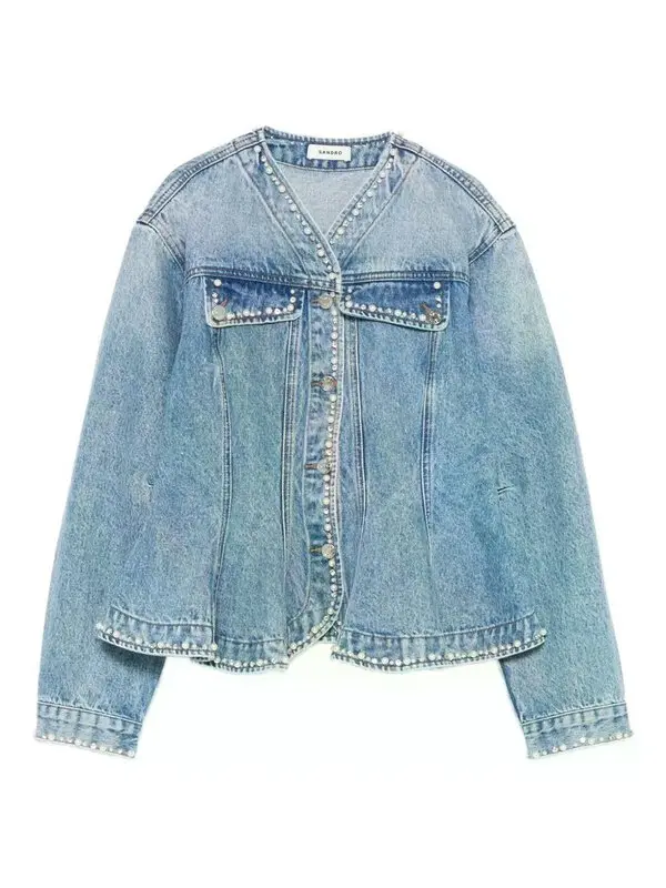 Sandro Pearl-embellished Denim Jacket