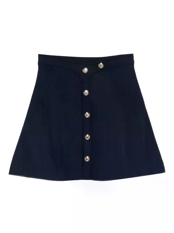 Sandro Ribbed Mini Skirt With Decorative Press Studs - Blue