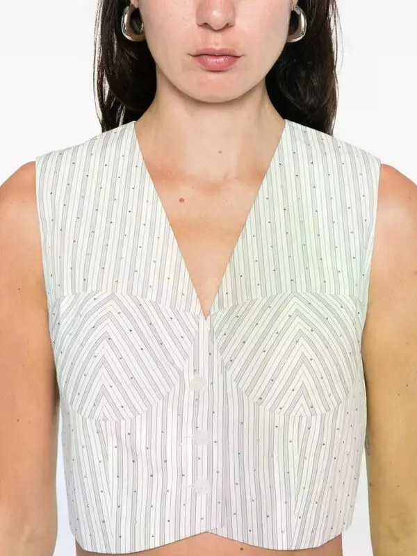 Sandro Striped Rhinestone-embellished Crop Top - White