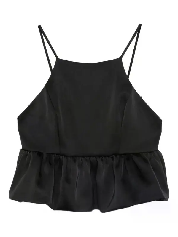 Sandro Gathered Ruffle Crop Top With Bow Detail