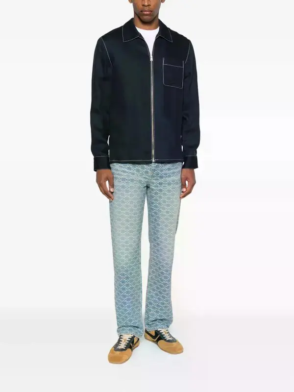 Sandro Loose-fit Zip-up Shirt - Blue