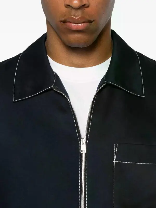 Sandro Loose-fit Zip-up Shirt - Blue