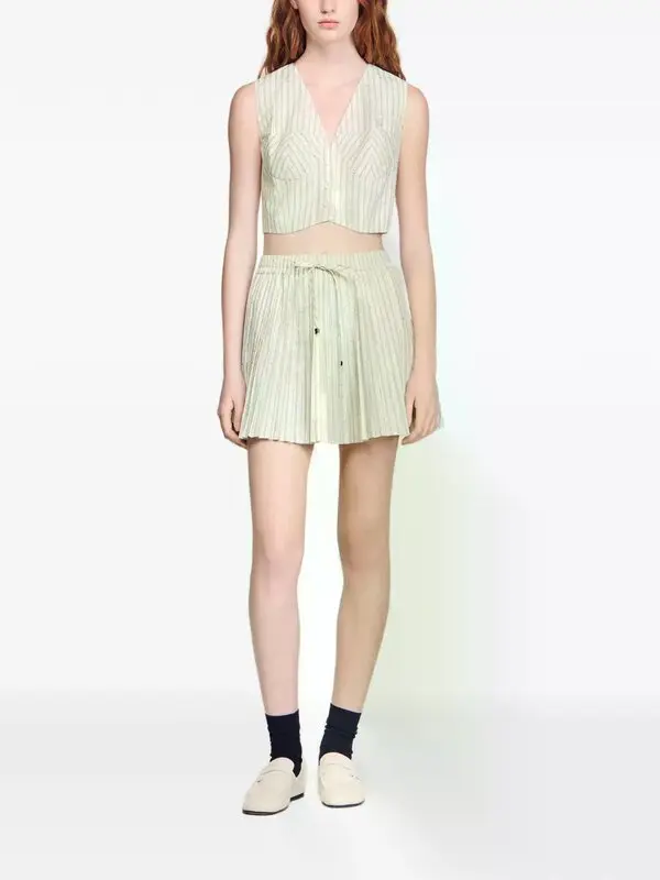 Sandro Striped Rhinestone Embellished Mini A-line Skirt - Neutrals