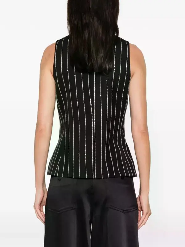 Sandro Striped Sequin Embellished Waistcoat - Black