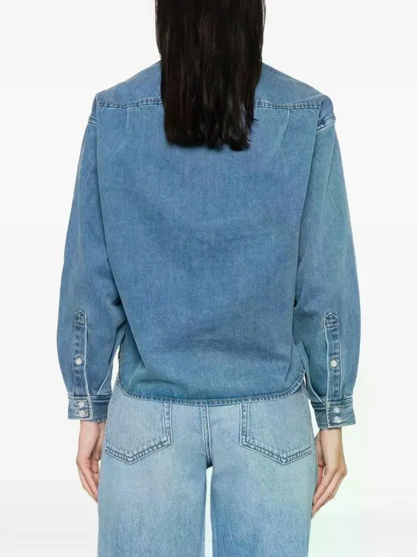 Sandro Embellished Denim Shirt - Blue