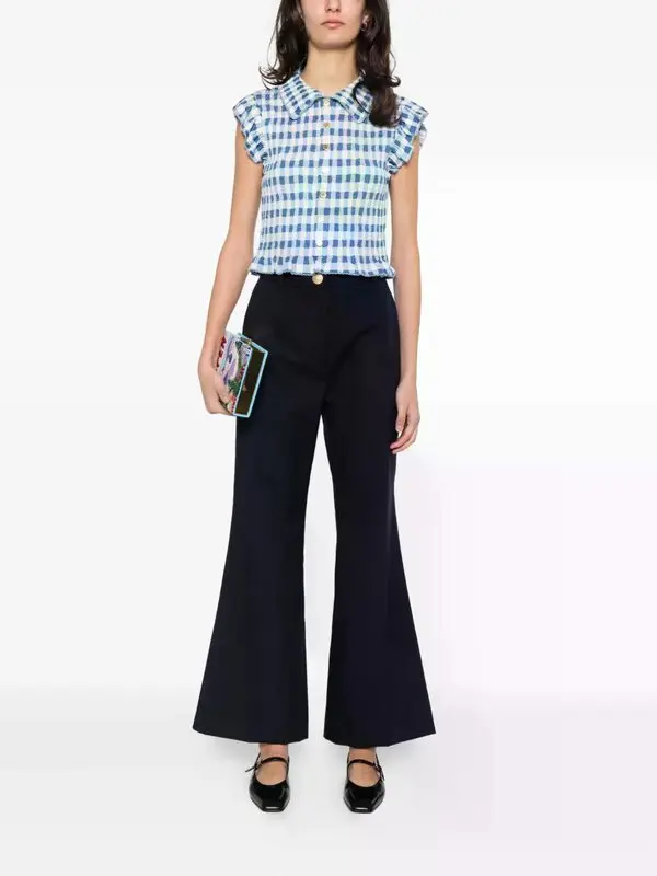 Sandro High-waisted Wide-leg Wool Blend Trousers