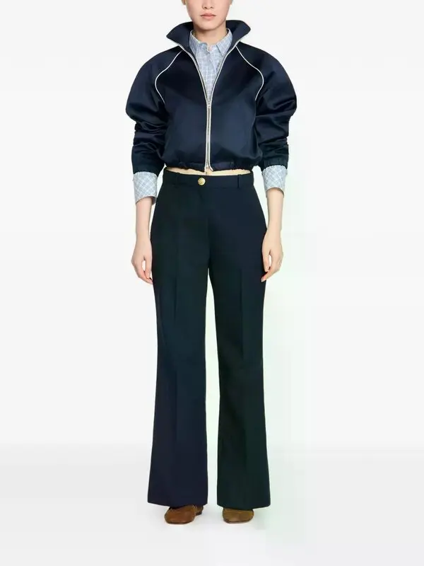 Sandro High-waisted Wide-leg Wool Blend Trousers