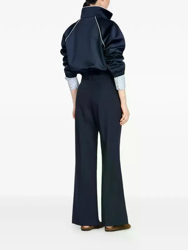 Sandro High-waisted Wide-leg Wool Blend Trousers