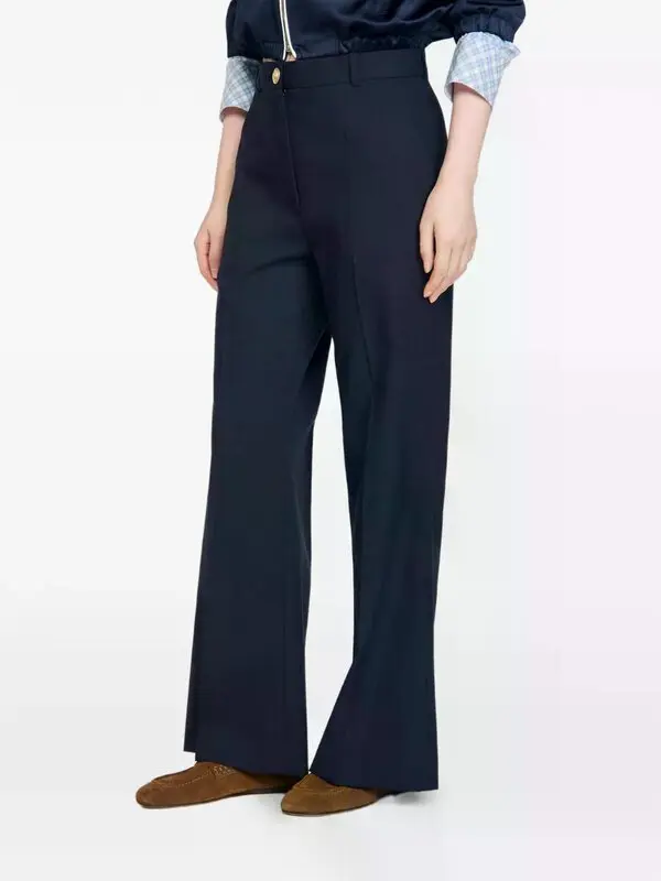 Sandro High-waisted Wide-leg Wool Blend Trousers