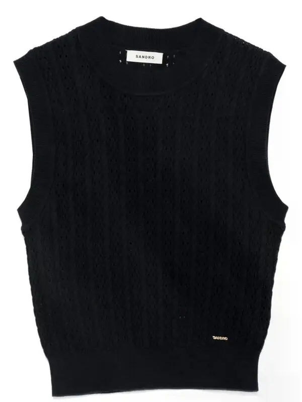 Sandro Textured-knit Sleeveless Top