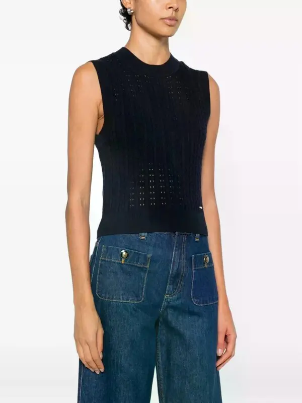Sandro Textured-knit Sleeveless Top
