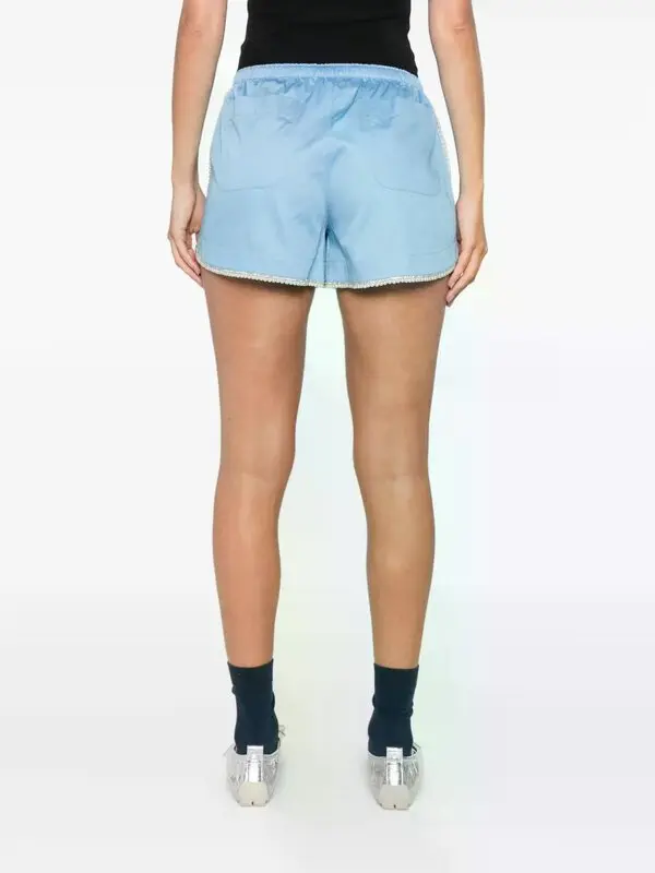 Sandro Beaded Trim Cotton Shorts - Black