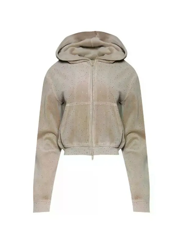 Alexander Wang Embellished Zip Up Hoodie - Neutrals