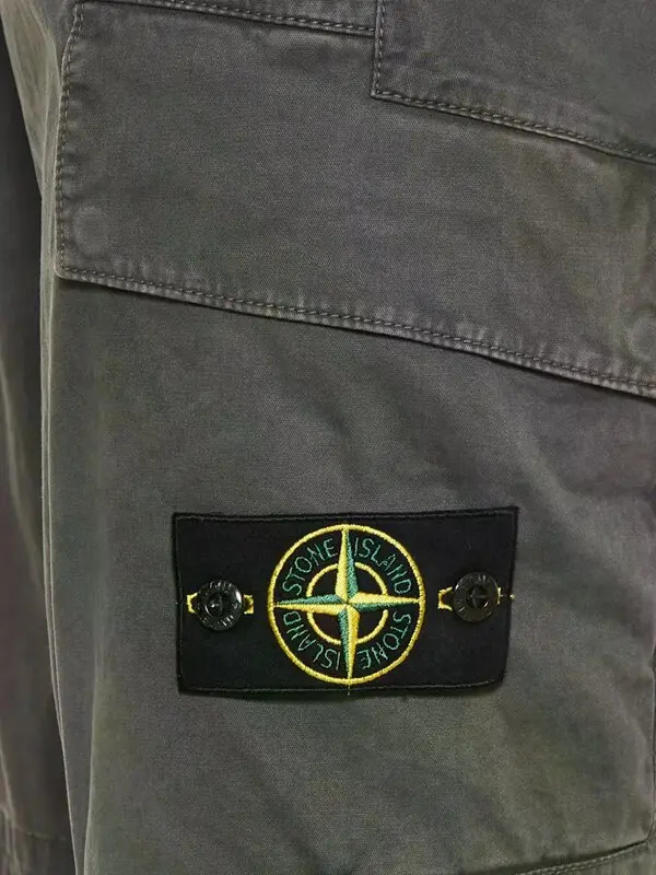 Stone Island Organic Cotton Stretch Broken Twill Cargo Shorts - Grey