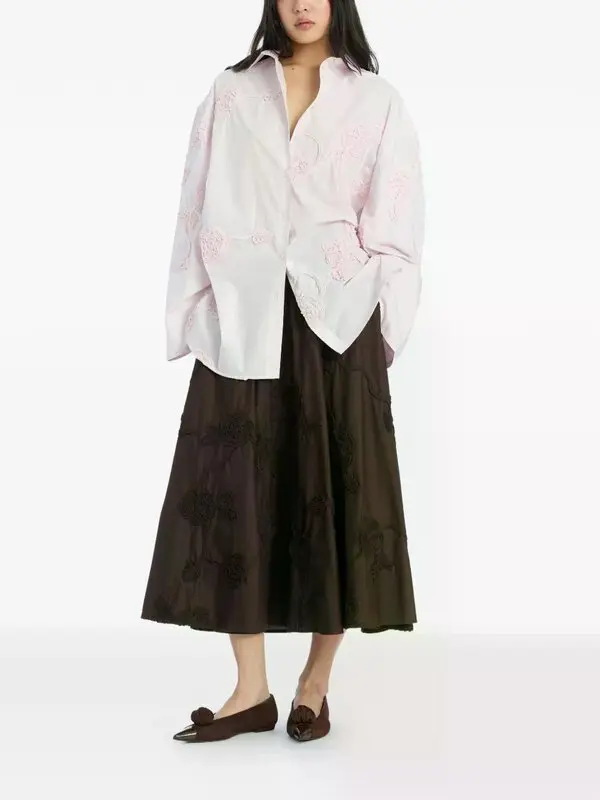 ROTATE BY BIRGER CHRISTENSEN Oversized Appliqué Shirt - Pink