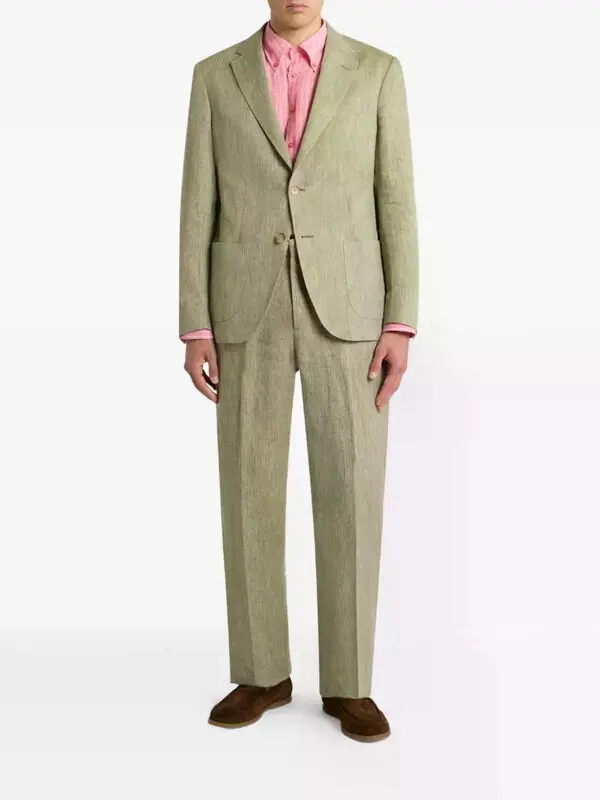 Etro Chevron-motif Single-breasted Linen Jacket
