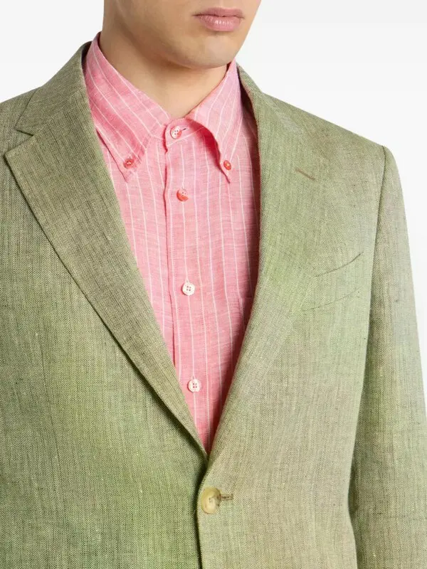 Etro Chevron-motif Single-breasted Linen Jacket