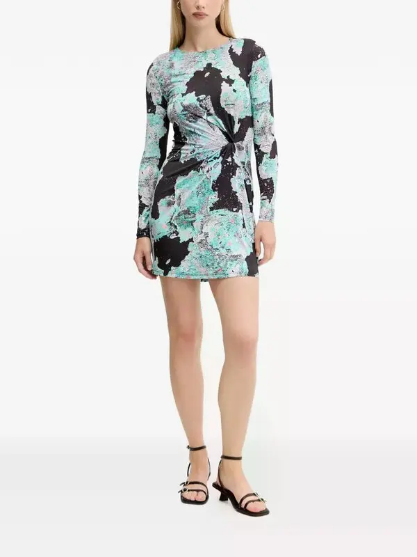 Desigual Knot-detailed Printed Mini Dress