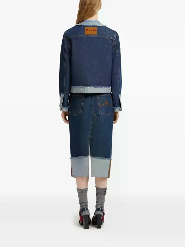 Marni Frayed-detail Denim Jacket - Blue