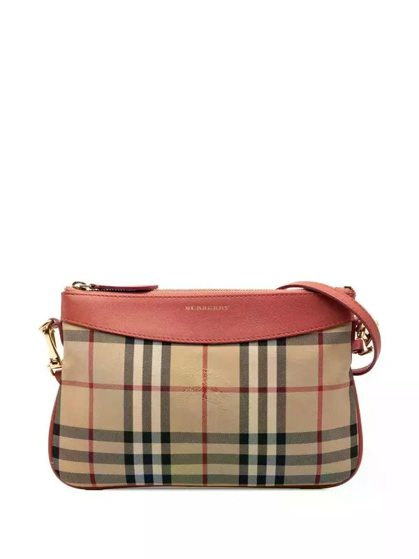 Burberry Haymarket Check Canvas Peyton Crossbody Bag - Brown