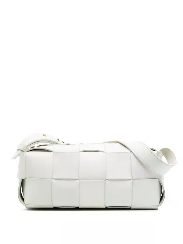 Bottega Veneta Small Intrecciato Brick Cassette Shoulder Bag - White