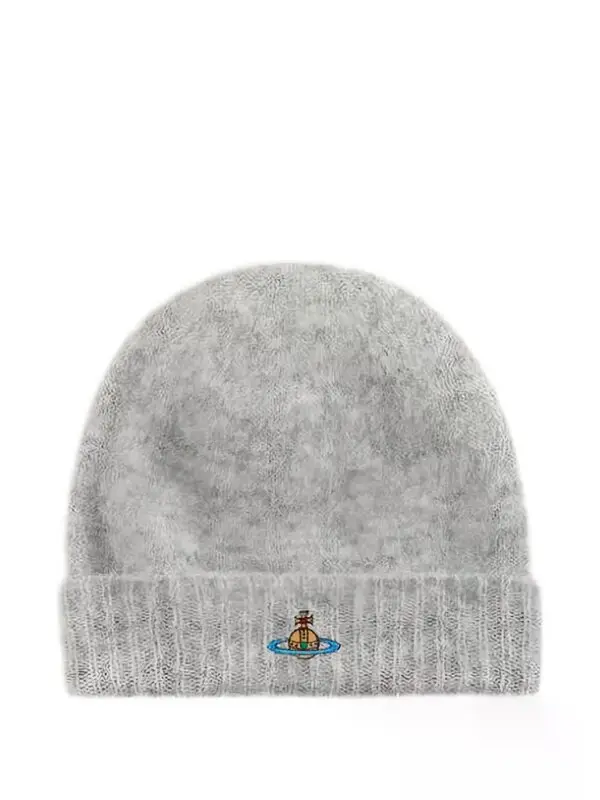 VIVIENNE WESTWOOD Orb-embroidered Beanie - Grey